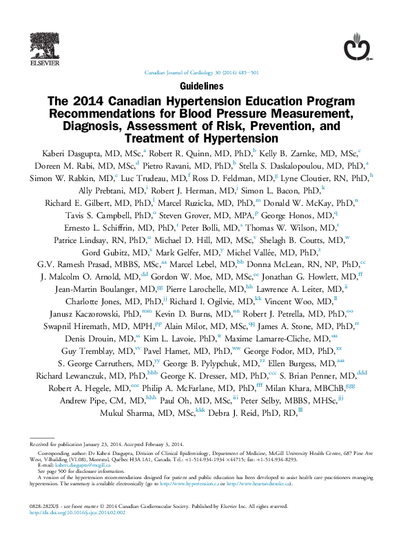 (PDF) The 2013 Canadian Hypertension Education Program Recommendations ...
