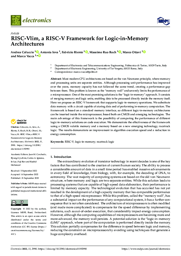 Pdf Risc V Framework For Logic In Memory Architectures 