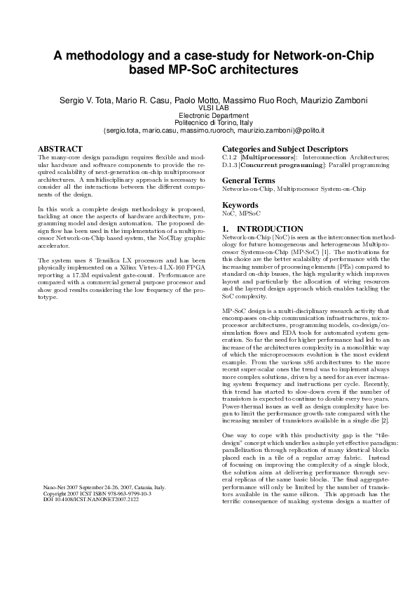 (PDF) A methodology and a case-study for Network-on-Chip based MP-SoC architectures