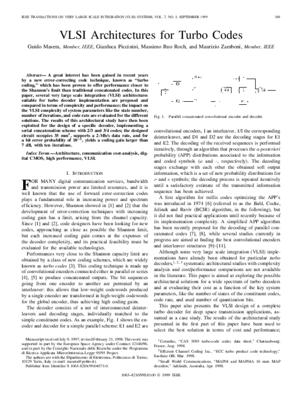 (PDF) VLSI architectures for turbo codes