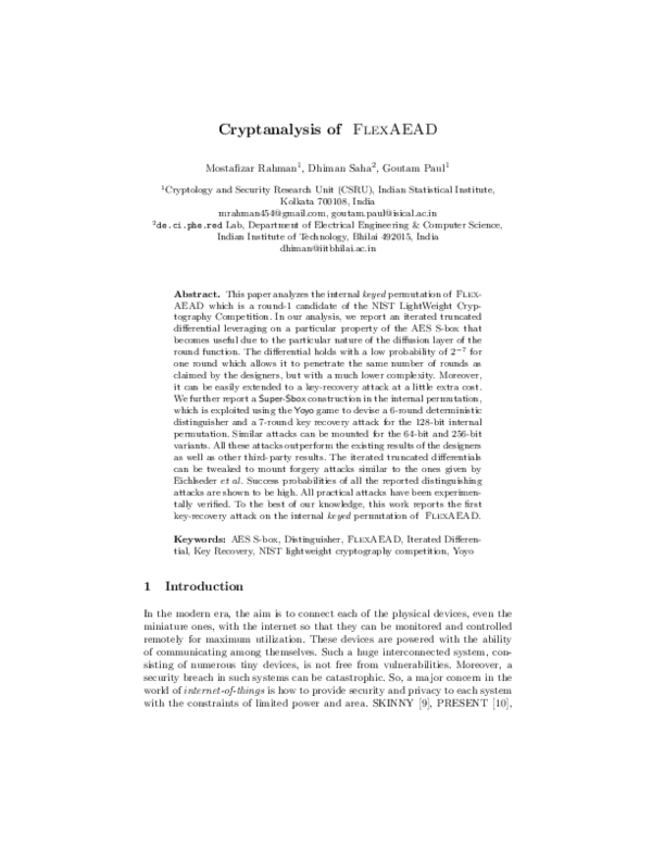 (PDF) Iterated Truncated Differential for Internal Keyed Permutation of ...