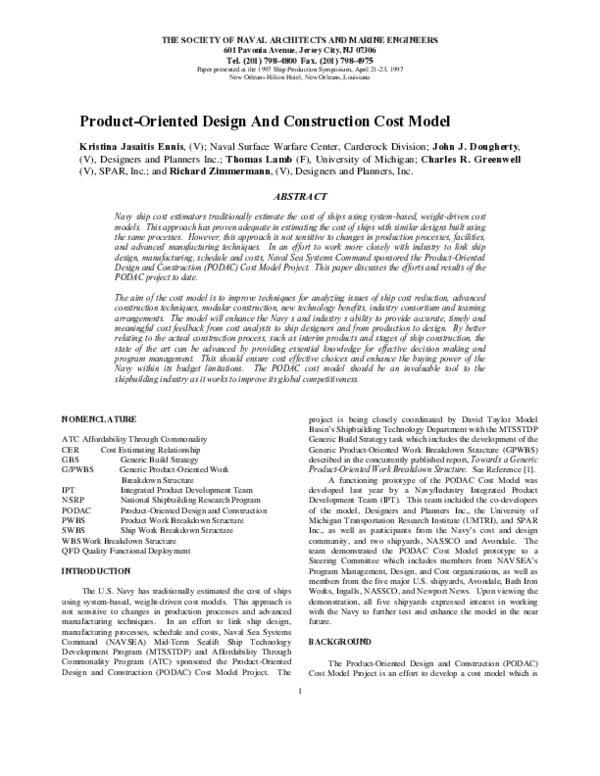 (PDF) Product-oriented design and Construction Cost Model. Discussion