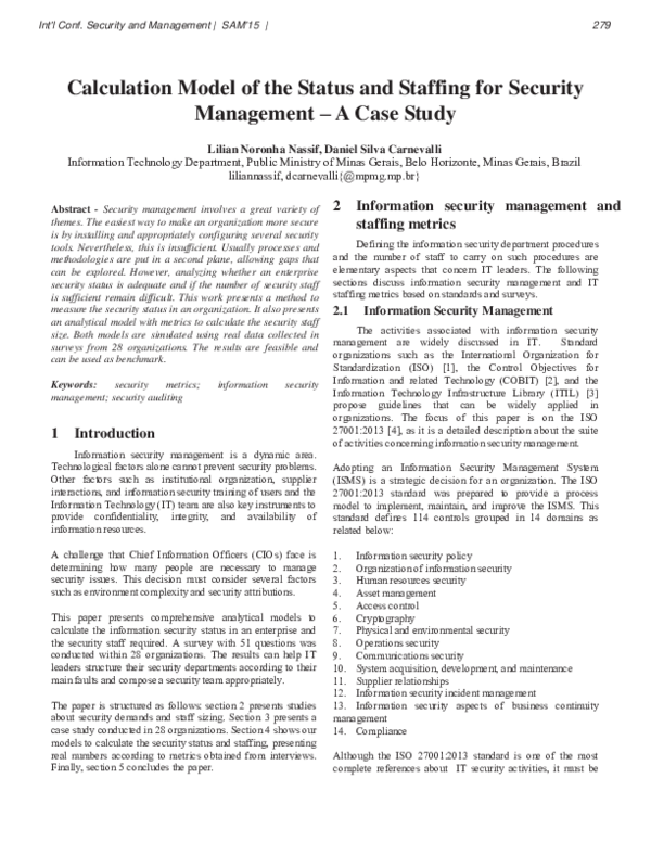 (PDF) Calculation Model of the Status and Staffing for Security ...