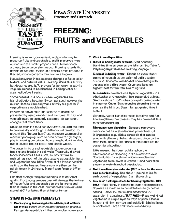 (PDF) Freezing of Fruits and Vegetables