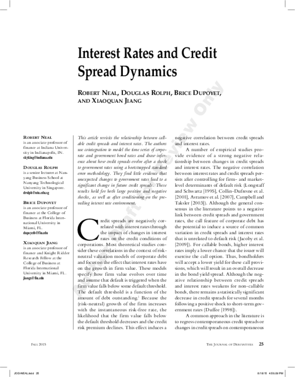(PDF) Interest Rates and Credit Spread Dynamics