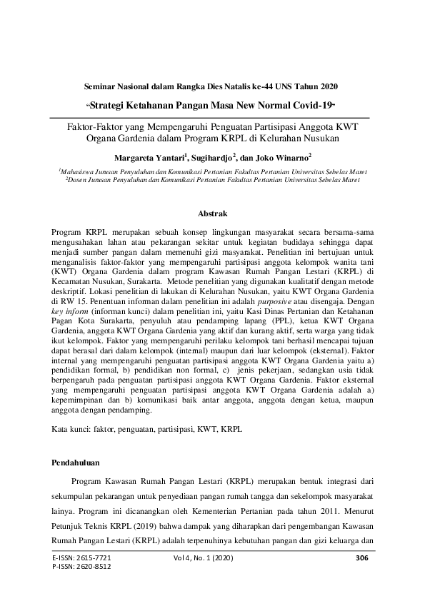 (PDF) Faktor-Faktor yang Mempengaruhi Penguatan Partisipasi Anggota KWT Organa Gardenia dalam ...