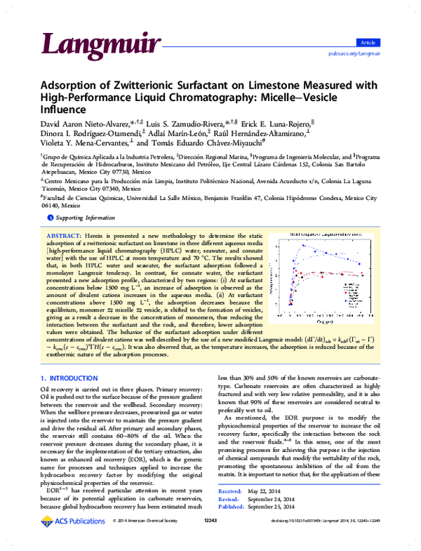 (PDF) Adsorption of zwitterionic surfactant on limestone measured with ...
