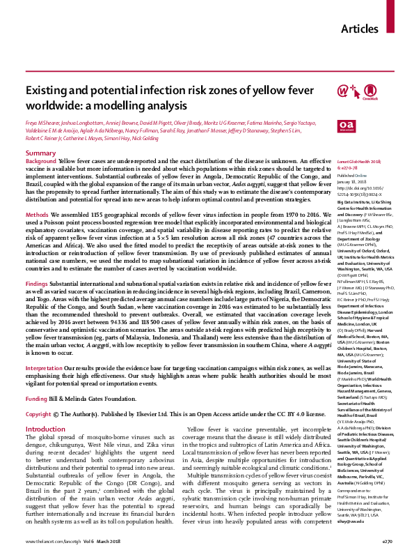 (PDF) Existing and potential infection risk zones of yellow fever ...