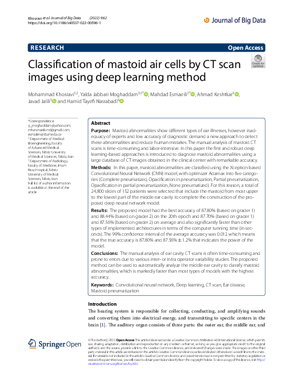 (PDF) Classification of mastoid air cells by CT scan images using deep ...