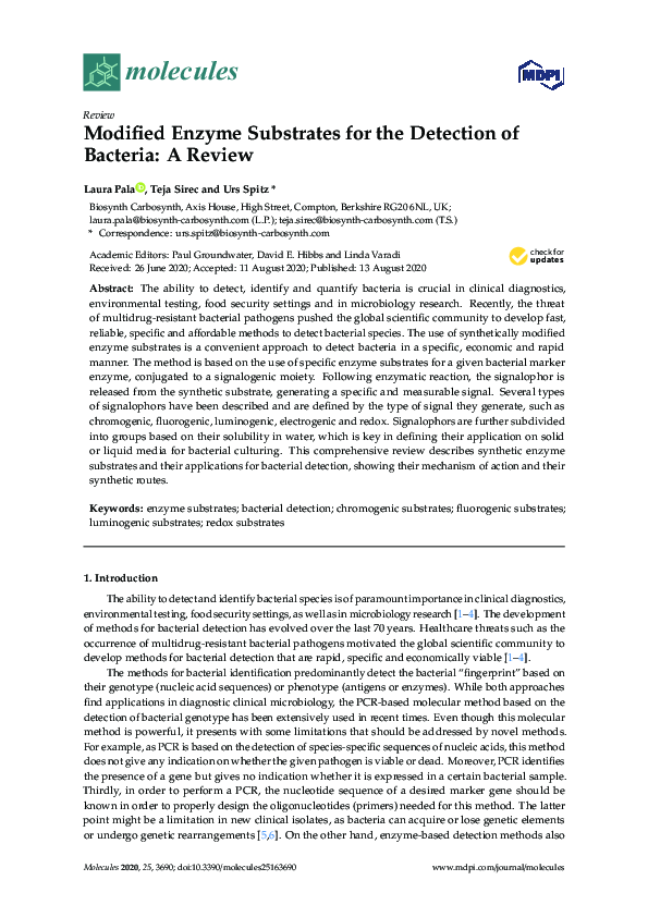 (PDF) Modified Enzyme Substrates for the Detection of Bacteria: A Review
