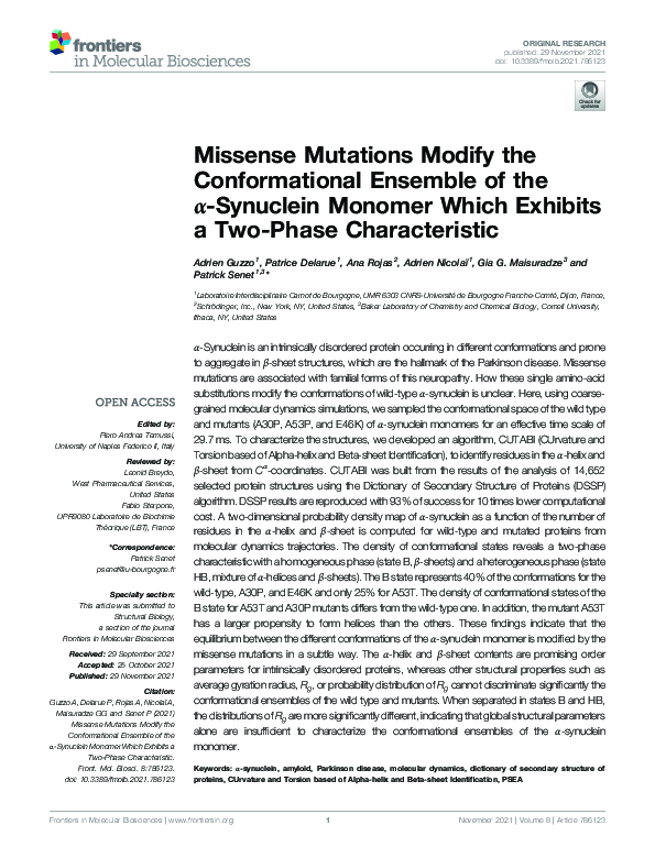 (PDF) Missense Mutations Modify the Conformational Ensemble of the α ...