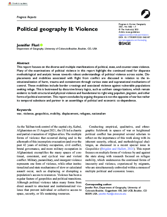 (PDF) Political geography II: Violence