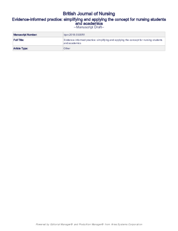 (PDF) Evidence-informed practice: simplifying and applying the concept ...