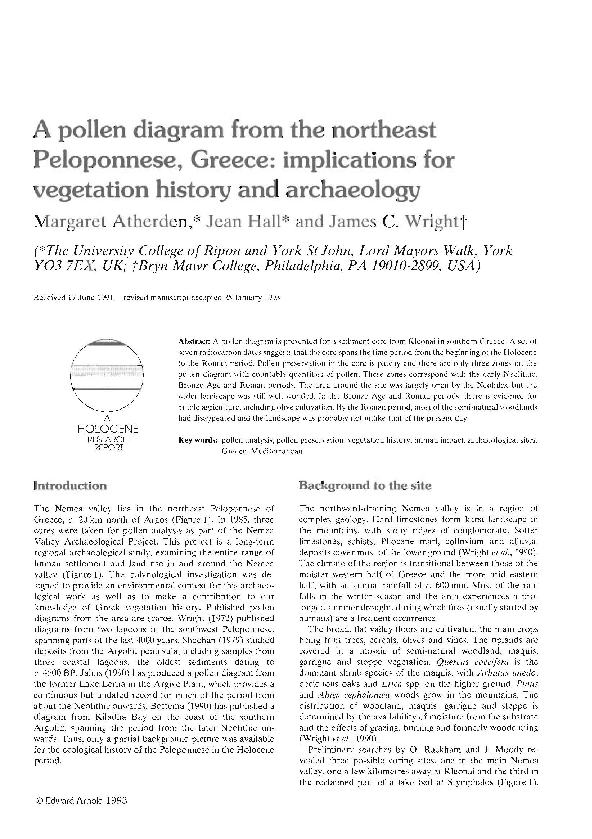 A pollen diagram from the northeast Peloponnese, Greece: implications ...