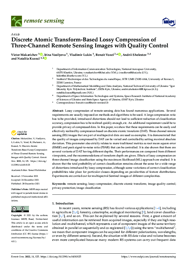 (PDF) Discrete Atomic Transform-Based Lossy Compression of Three-Channel Remote Sensing Images ...