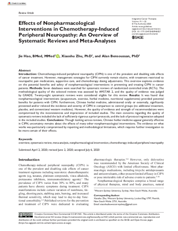(PDF) Effects of Nonpharmacological Interventions in Chemotherapy-Induced Peripheral Neuropathy ...