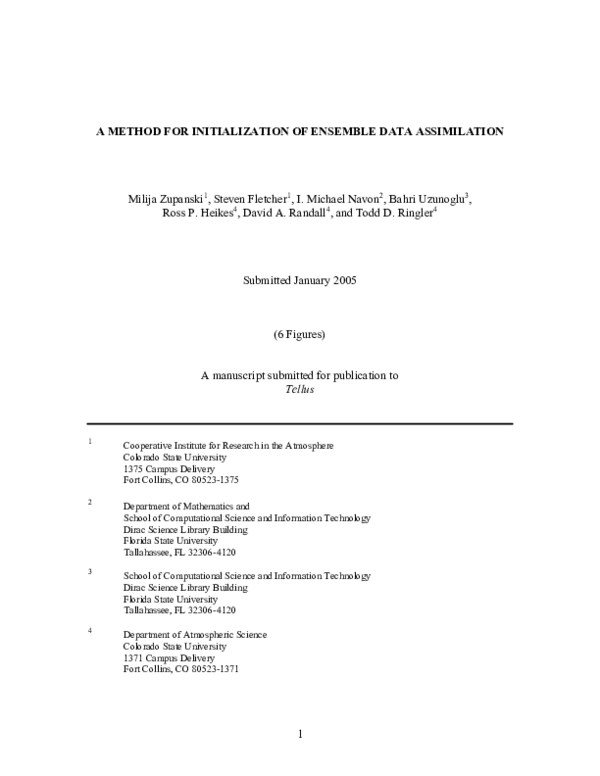 (PDF) A method for initialization of ensemble data assimilation