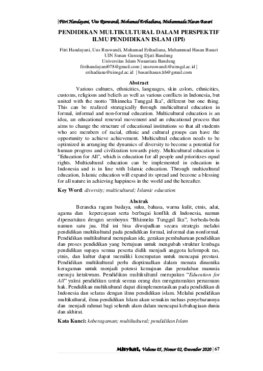 (PDF) Pendidikan Multikultural Dalam Perspektif Ilmu Pendidikan Islam (Ipi)