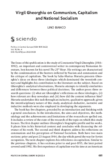 (PDF) Iuliu-Marius Morariu: Virgil Gheorghiu on Communism, Capitalism ...