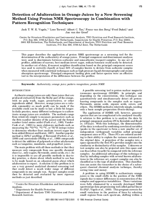 (PDF) Detection of Adulteration in Orange Juices by a New Screening Method Using Proton NMR ...