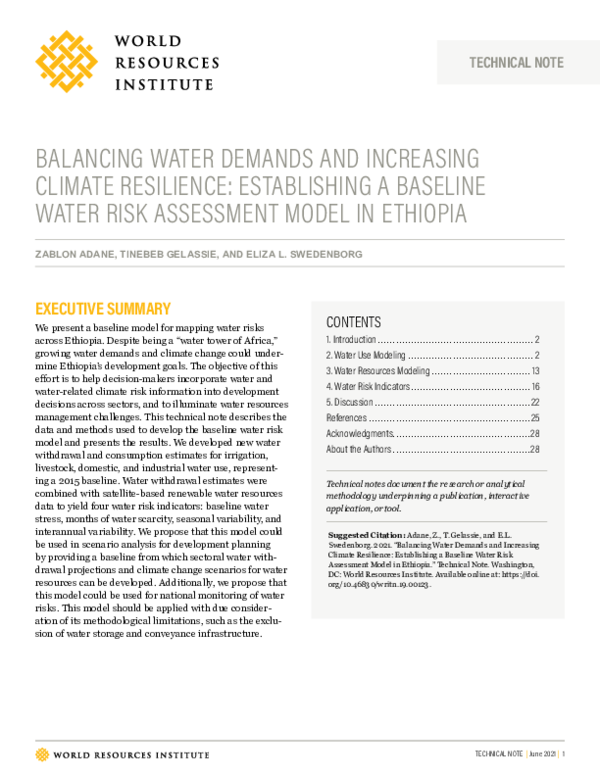 (PDF) Balancing Water Demands and Increasing Climate Resilience ...