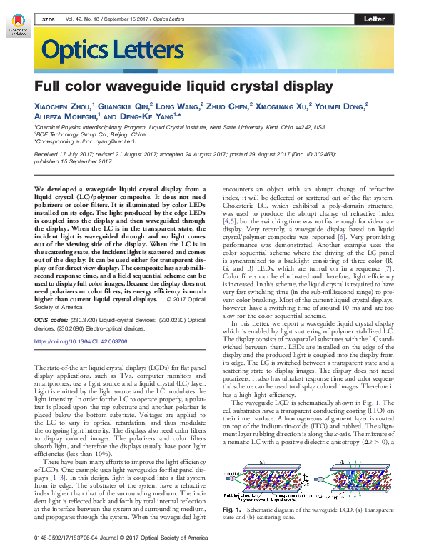 (PDF) Full color waveguide liquid crystal display