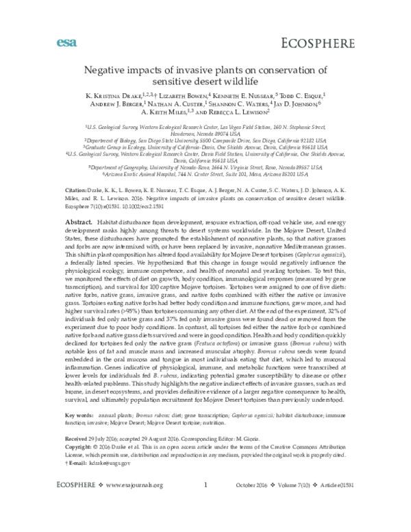 (PDF) Negative impacts of invasive plants on conservation of sensitive ...