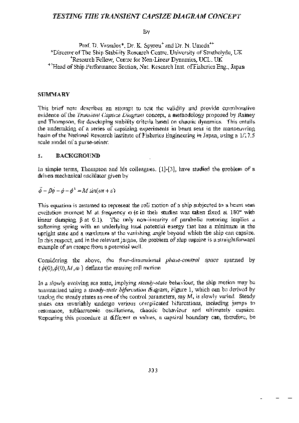 (PDF) Testing the transient capsize diagram concept | Kostas Spyrou ...