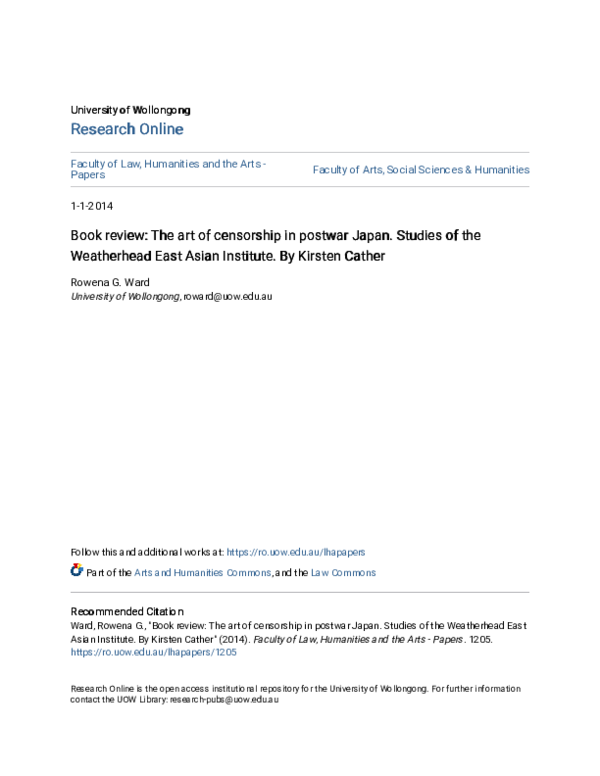 (PDF) Censorship Trials in Postwar Japan: A Review