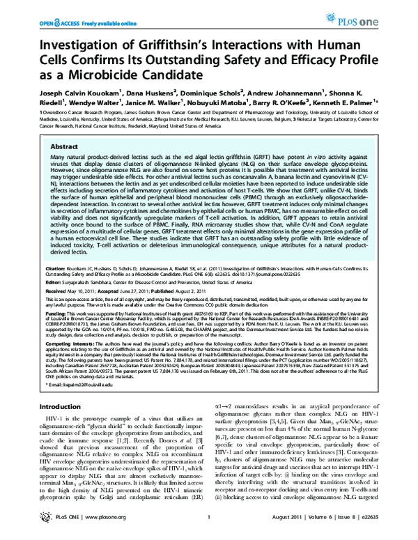 (PDF) Investigation of Griffithsin's Interactions with Human Cells ...
