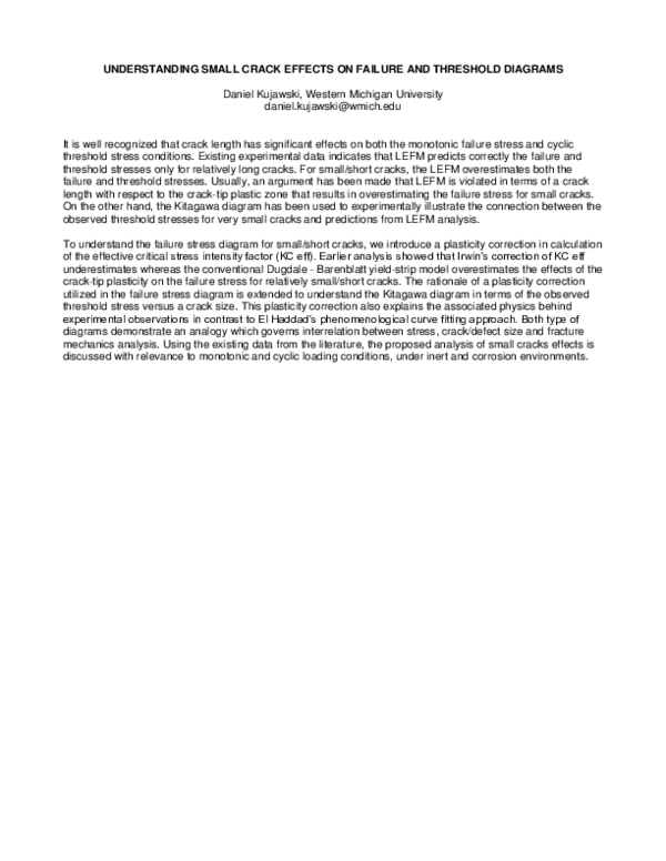 (PDF) Understanding small crack effects on failure & threshold diagrams