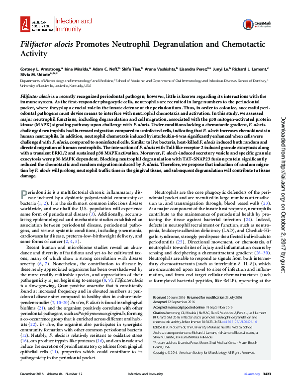 (PDF) Filifactor alocis Promotes Neutrophil Degranulation and ...