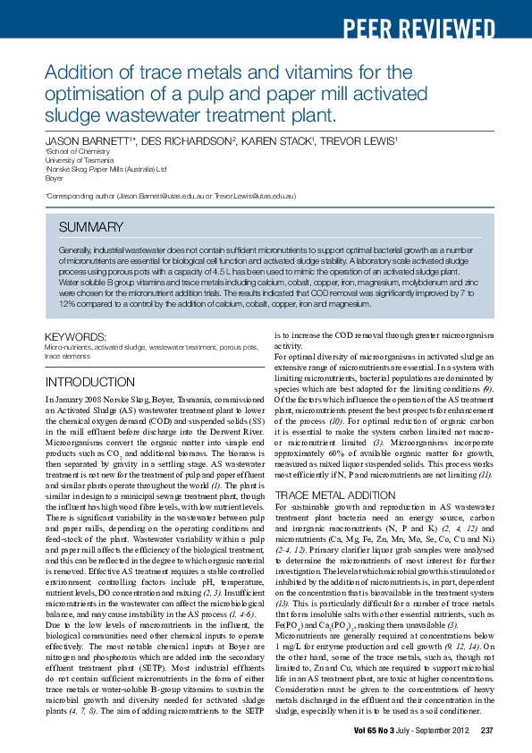 (PDF) Addition of trace metals and vitamins for the optimisation of a ...