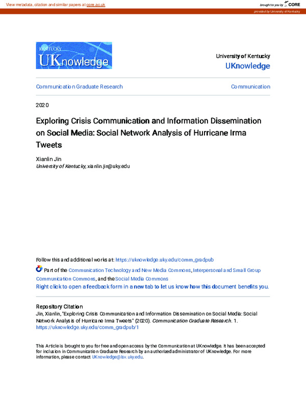 (PDF) Exploring Crisis Communication and Information Dissemination on ...