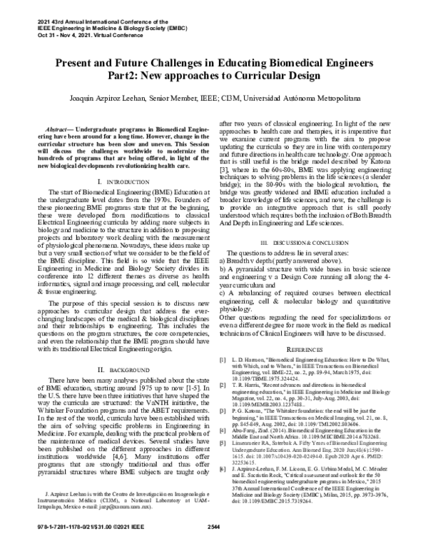 (PDF) Present and Future Challenges in Educating Biomedical Engineers ...