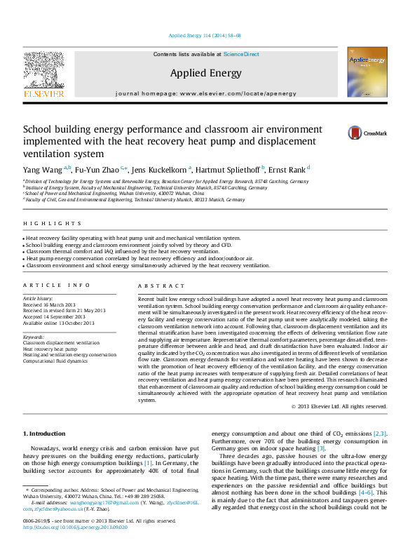 (PDF) School building energy performance and classroom air environment ...