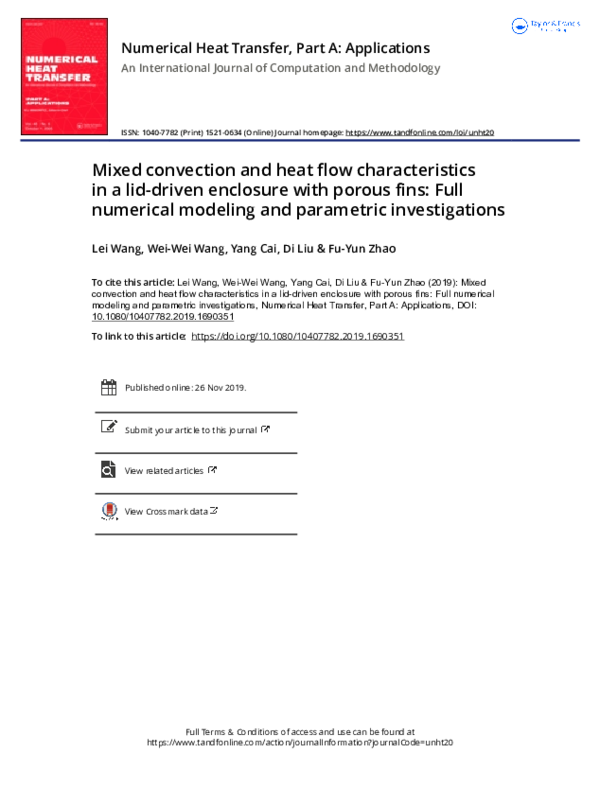 (PDF) Mixed convection and heat flow characteristics in a lid-driven enclosure with porous fins ...