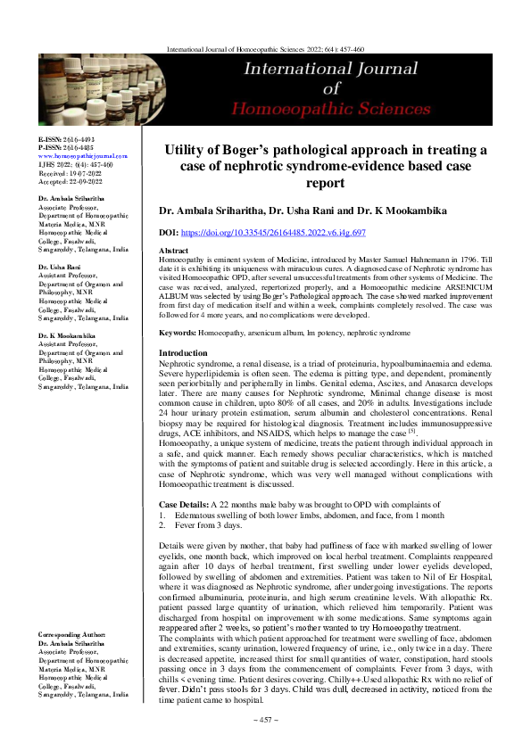 (PDF) Utility of Boger’s pathological approach in treating a case of nephrotic syndrome-evidence ...