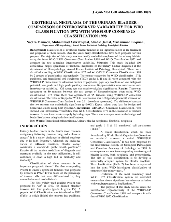 (PDF) Urothelial neoplasia of the urinary bladder--comparison of ...