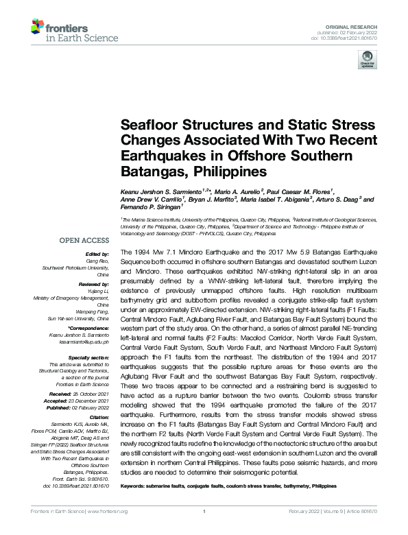 (PDF) Seafloor Structures and Static Stress Changes Associated With Two ...