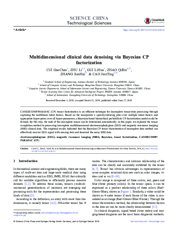 (PDF) Multidimensional clinical data denoising via Bayesian CP ...