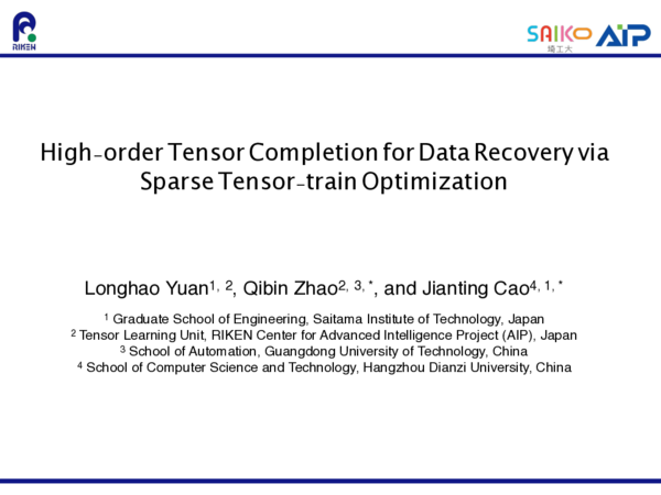 (PDF) High-Order Tensor Completion for Data Recovery via Sparse Tensor-Train Optimization