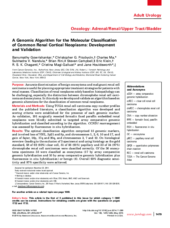 Pdf A Genomic Algorithm For The Molecular Classification Of Common