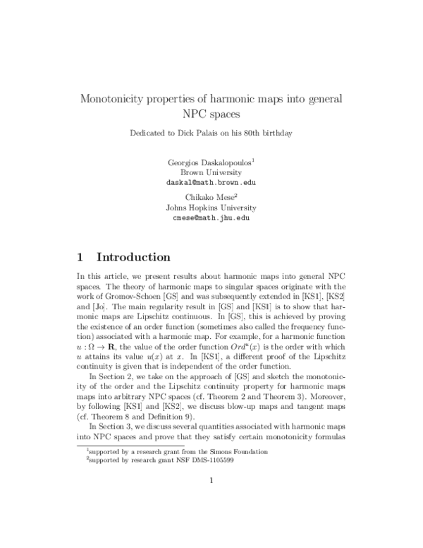 (PDF) Monotonicity properties of harmonic maps into general NPC spaces