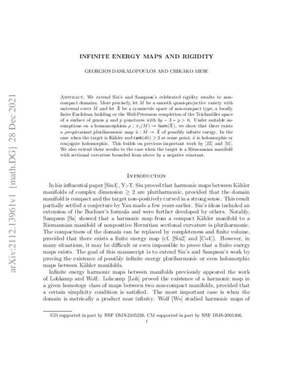 (PDF) Infinite energy maps and rigidity | georgios daskalopoulos - Academia.edu