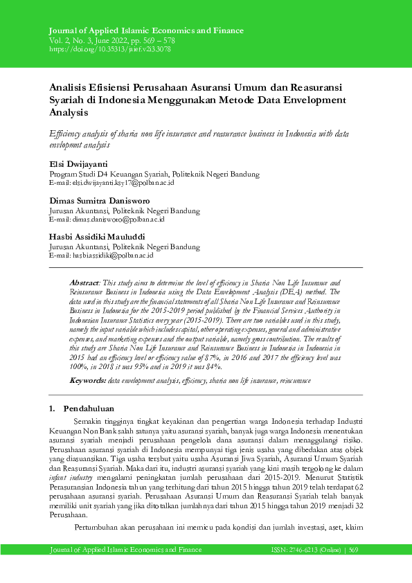 (PDF) Analisis Efisiensi Perusahaan Asuransi Umum dan Reasuransi ...