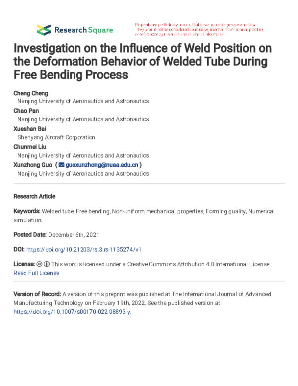(PDF) Investigation on the Influence of Weld Position on the ...