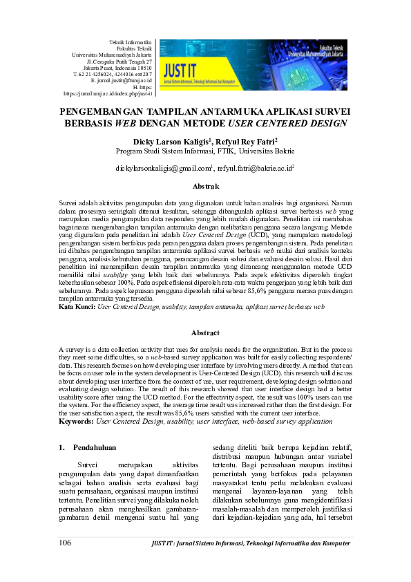 (PDF) Pengembangan Tampilan Antarmuka Aplikasi Survei Berbasis Web Dengan Metode User Centered ...