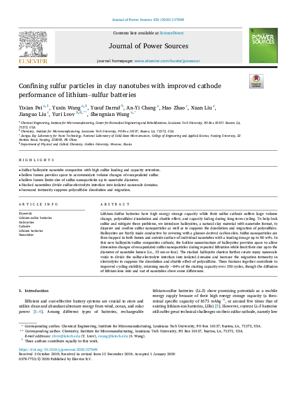 (PDF) Confining sulfur particles in clay nanotubes with improved ...