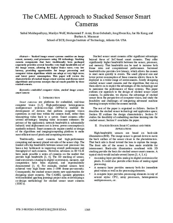(PDF) The CAMEL approach to stacked sensor smart cameras